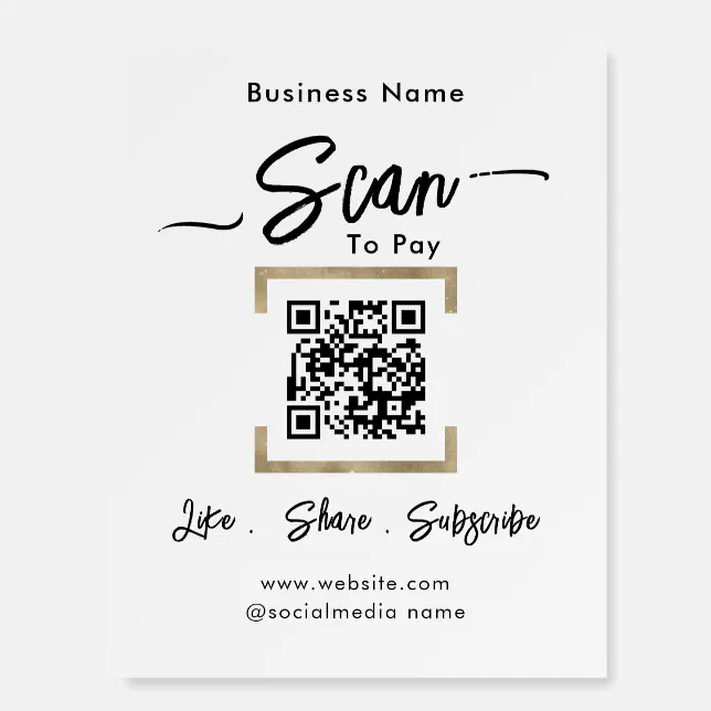 Simple Business Guest Scan to Pay Pedestal Sign | Zazzle
