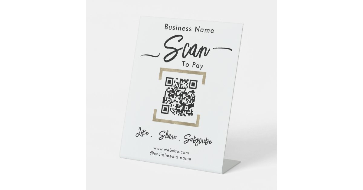 Simple Business Guest Scan to Pay Pedestal Sign | Zazzle