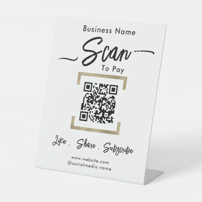 Simple Business Guest Scan to Pay Pedestal Sign | Zazzle