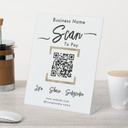 Simple Business Guest Scan to Pay Pedestal Sign | Zazzle