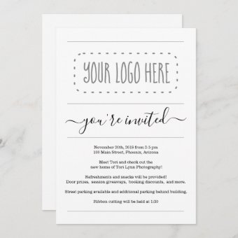 Simple Business Invitation - Add Logo | Zazzle