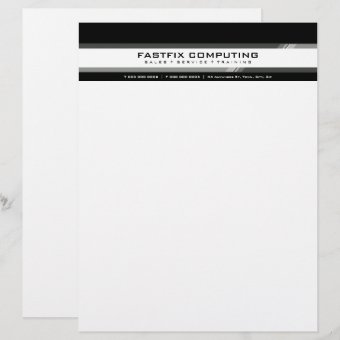 SIMPLE BUSINESS LETTERHEAD :: hi-tech zing 1L | Zazzle