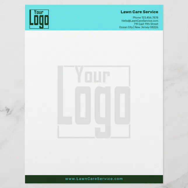 Simple Business Logo Blue & Dark Green Letterhead | Zazzle