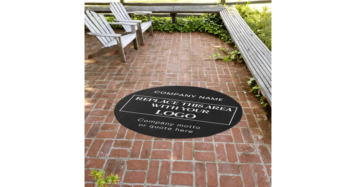 Simple Business Logo Company Name Black Any Color Outdoor Rug | Zazzle