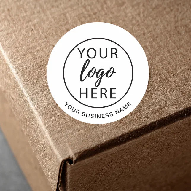 Simple Business Logo Custom Classic Round Sticker | Zazzle