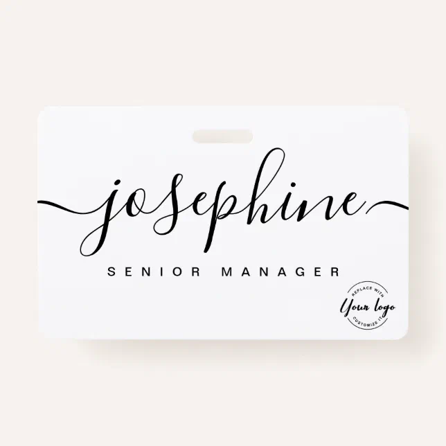 Simple business logo Elegant Custom script name Badge | Zazzle