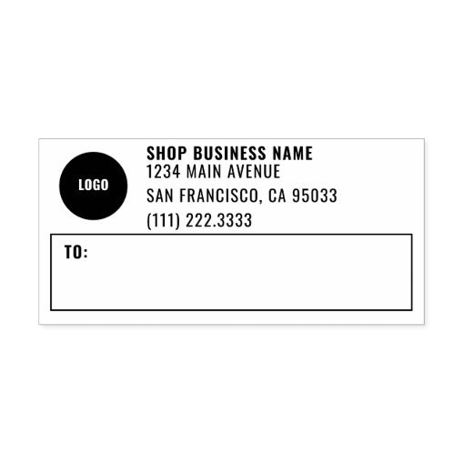 Simple Business Logo Mailing Shipping Labels Rubber Stamp | Zazzle