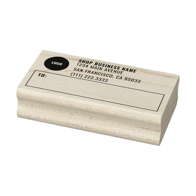 Simple Business Logo Mailing Shipping Labels Rubber Stamp | Zazzle