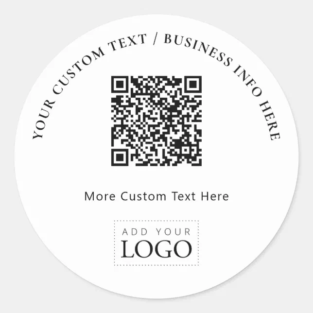 Simple Business Logo QR Code Promotional Classic Round Sticker | Zazzle