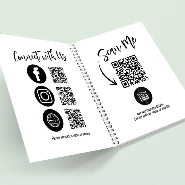 Simple Business Logo QR code Social Media Notebook | Zazzle