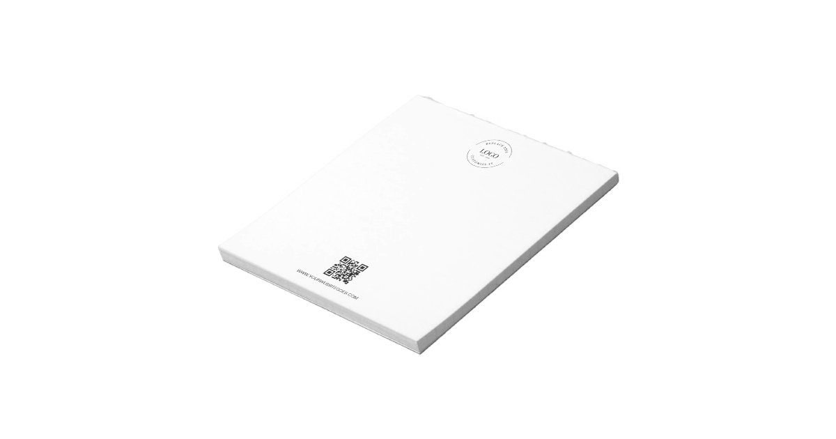 Simple Business Logo QR CODE website Promotional Notepad | Zazzle