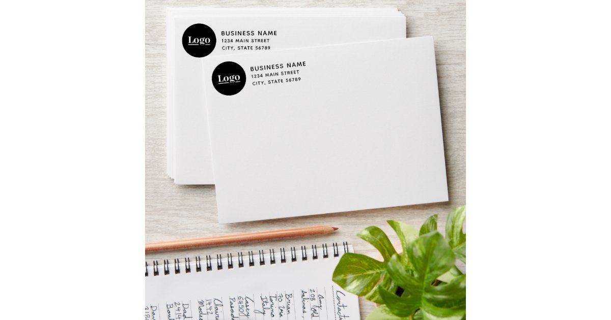 Simple Business Logo Return Address White Envelope | Zazzle