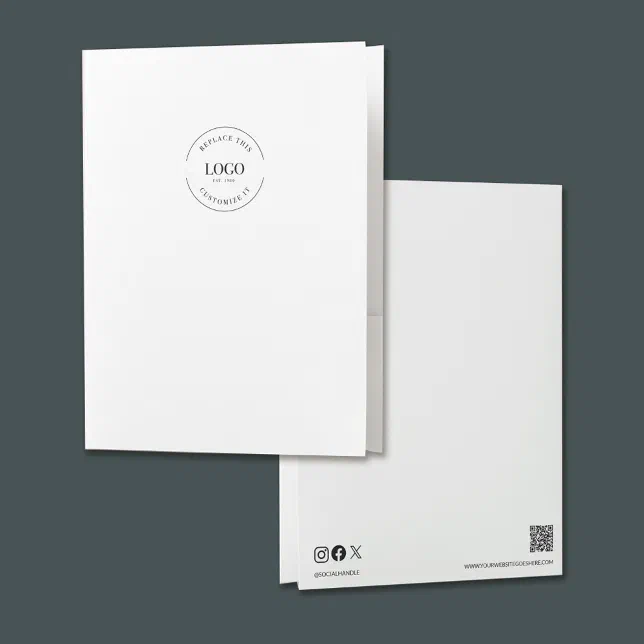 Simple Business Logo website Social Media Custom Pocket Folder | Zazzle