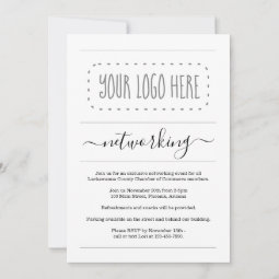 Simple Business Networking Event - Add Logo Invitation | Zazzle