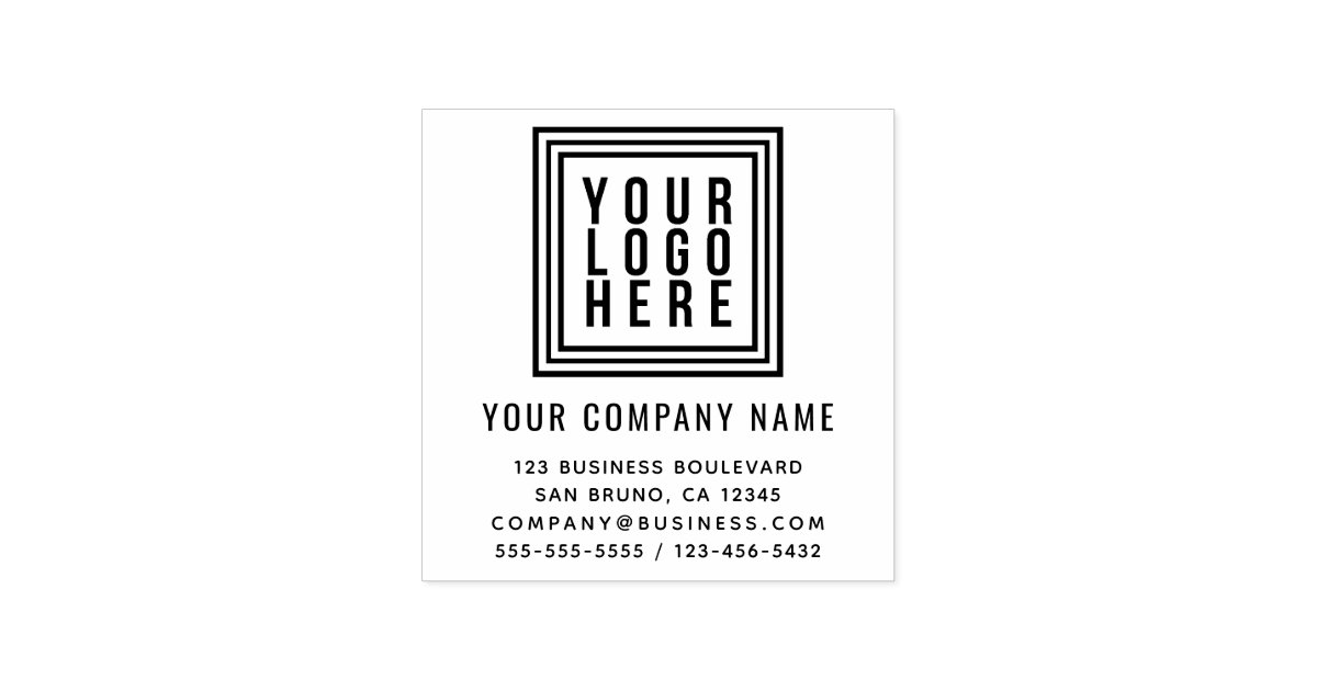 Simple Business or Company Logo Return Address Rubber Stamp | Zazzle