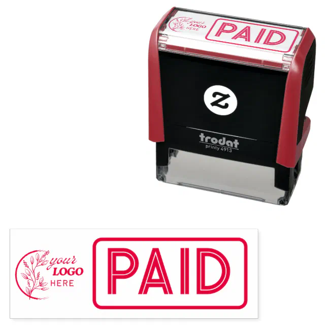Simple Business Paid Text Personalize Self-inking Stamp | Zazzle