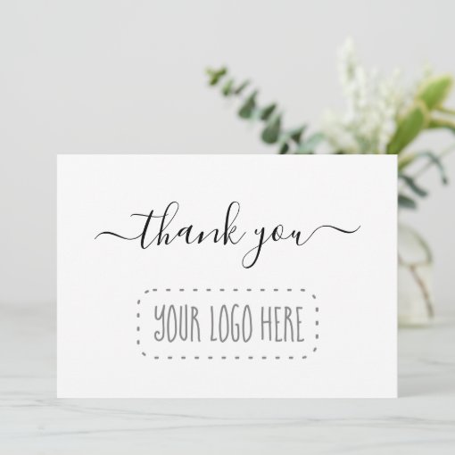 Simple Business Thank You Card - Add Logo | Zazzle