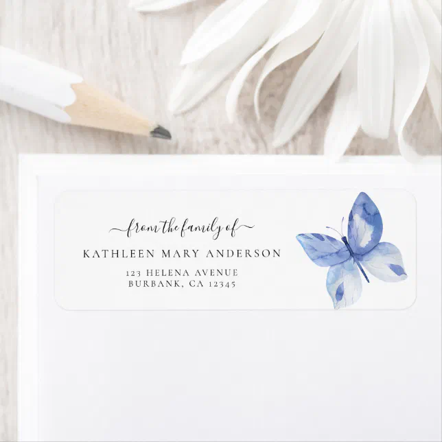 Simple Butterfly Funeral Return Address Label | Zazzle