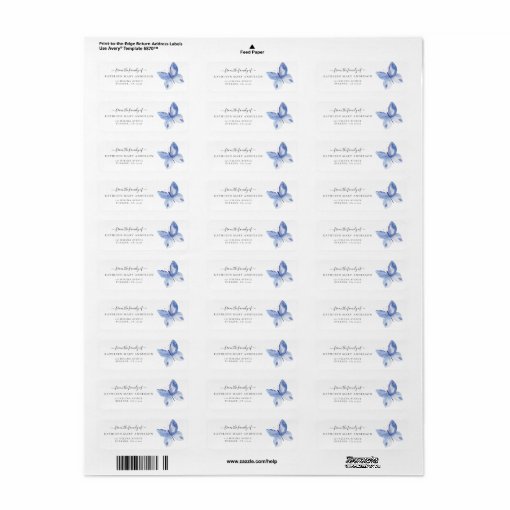 Simple Butterfly Funeral Return Address Label | Zazzle