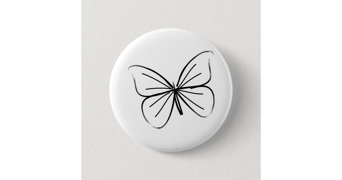 Simple Butterfly Line Drawing Button | Zazzle