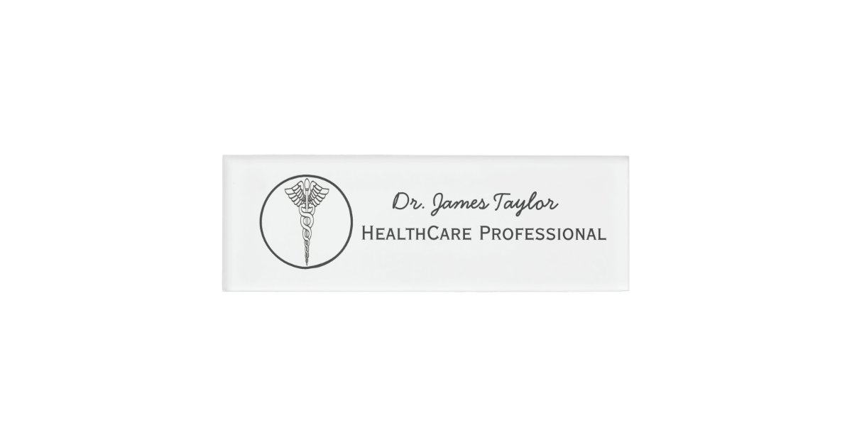 Simple Caduceus Symbol Medical Healthcare Name Tag | Zazzle