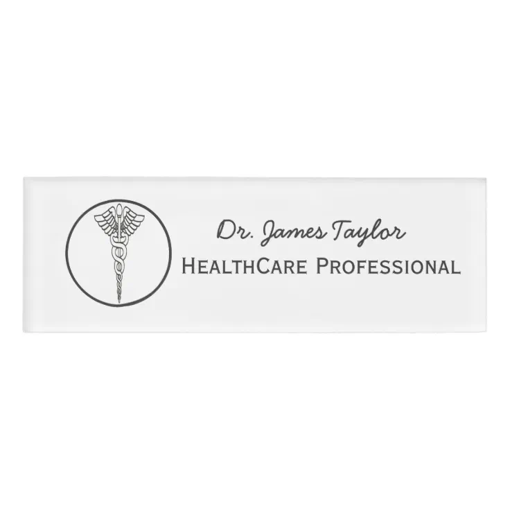 Simple Caduceus Symbol Medical Healthcare Name Tag | Zazzle