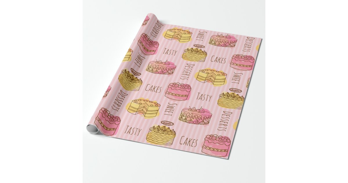 Simple Cake Pattern Wrapping Paper | Zazzle