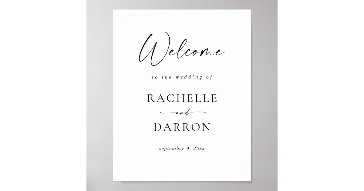 Simple Calligraphiy Black & White Welcome Sign | Zazzle
