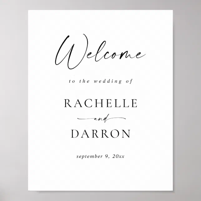 Simple Calligraphiy Black & White Welcome Sign | Zazzle