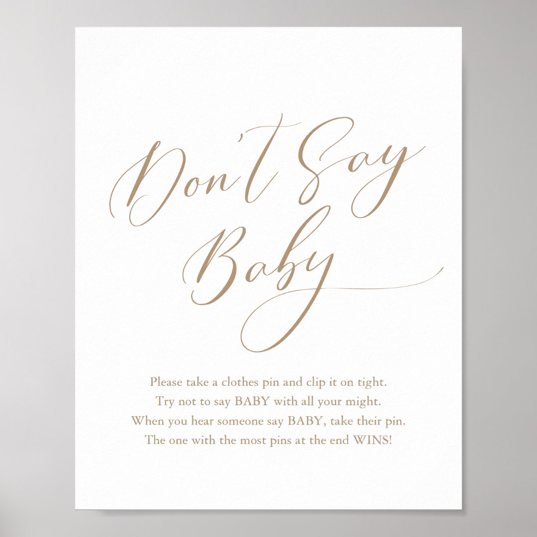 Simple Calligraphy Baby Shower Don't Say Baby Post Poster | Zazzle