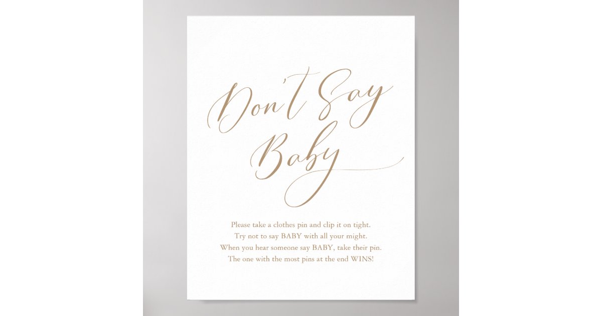 Simple Calligraphy Baby Shower Don't Say Baby Post Poster | Zazzle