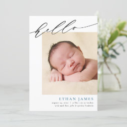 Simple Calligraphy Birth Announcement | Zazzle