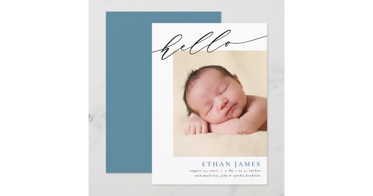 Simple Calligraphy Birth Announcement | Zazzle