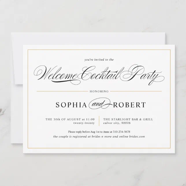 Simple Calligraphy Elegant Welcome Cocktail Party Invitation | Zazzle