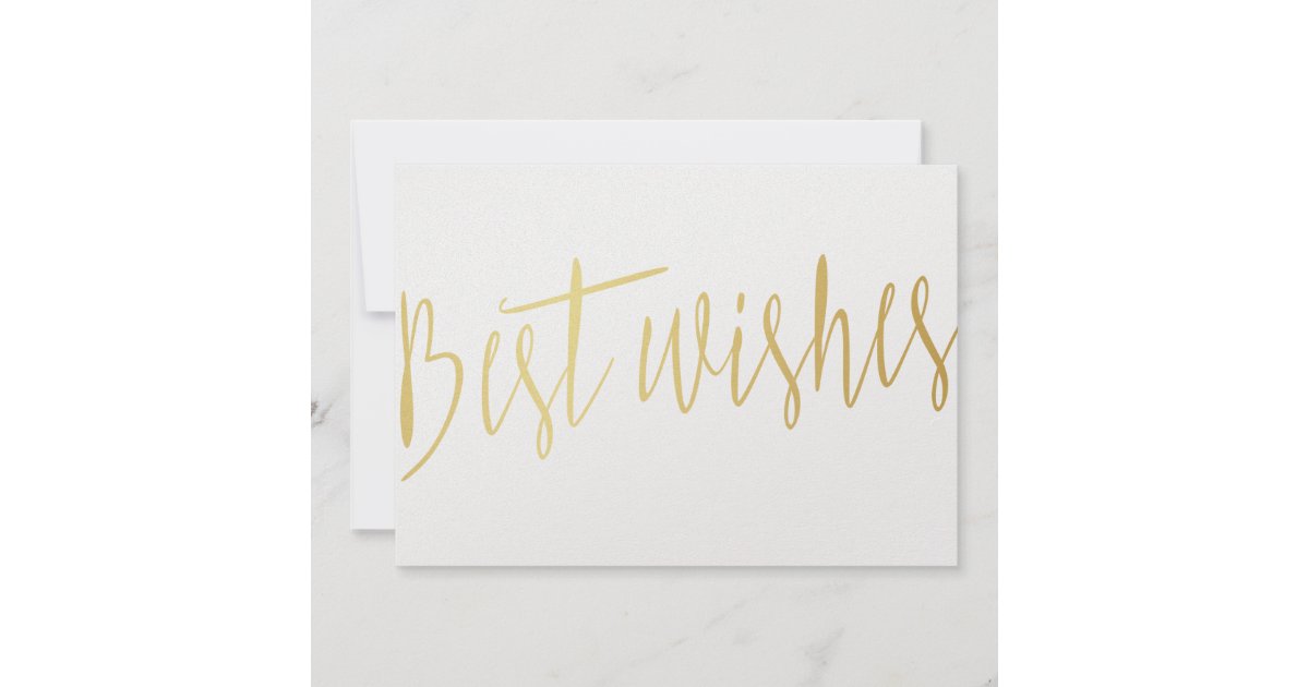 Simple calligraphy gold "Best wishes" Card | Zazzle
