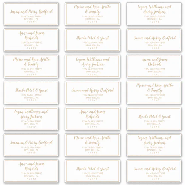 Simple Calligraphy|Gold Guest Address Labels | Zazzle