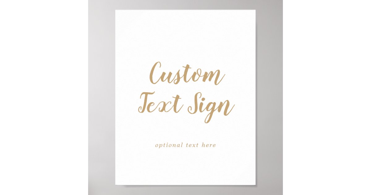 Simple Calligraphy | Gold Wedding Custom Text Sign | Zazzle
