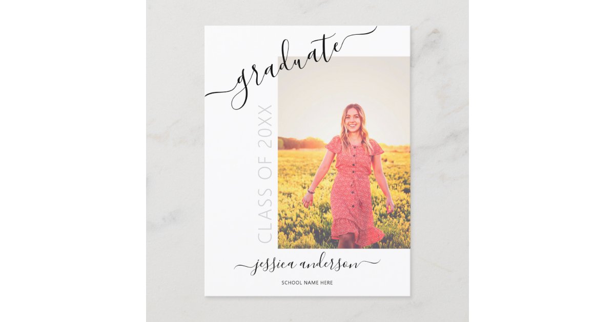 Simple Calligraphy Graduation Party Invitation Postcard | Zazzle