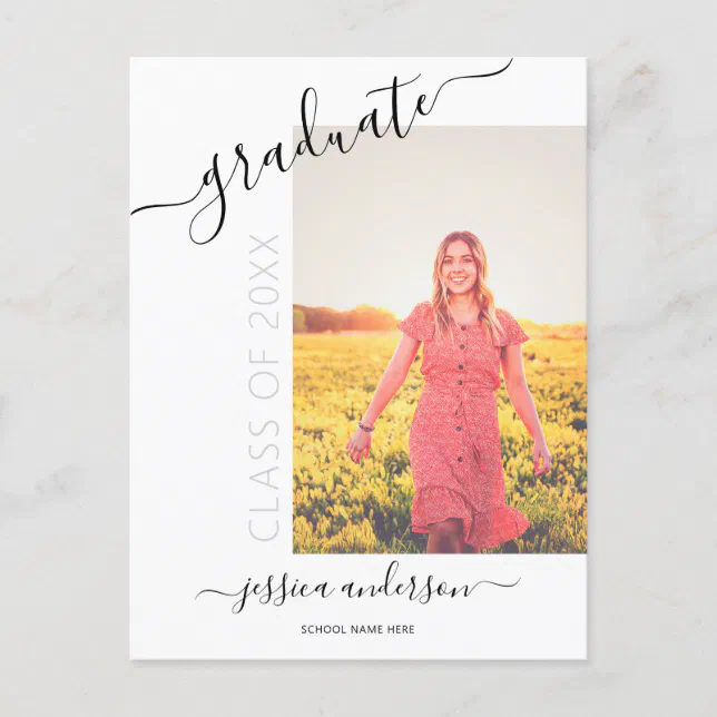 Simple Calligraphy Graduation Party Invitation Postcard | Zazzle