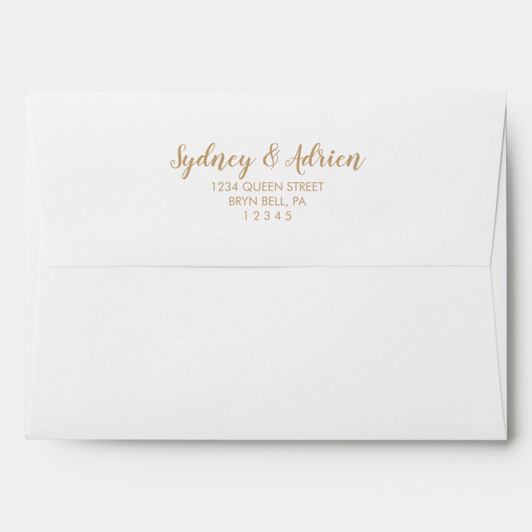 Simple Calligraphy in Gold Wedding Invitation Envelope | Zazzle