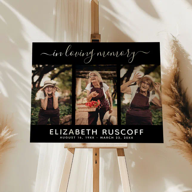 Simple Calligraphy In Loving Memory Photo Collage Foam Board | Zazzle