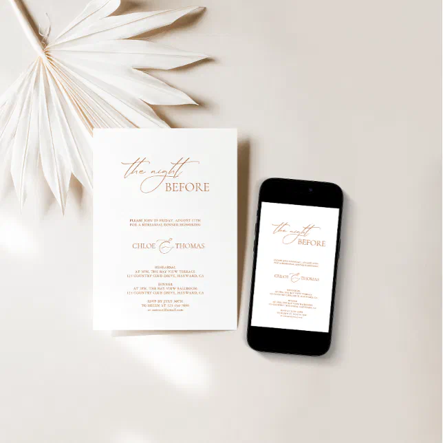 Simple Calligraphy Modern White Rehearsal Dinner Invitation | Zazzle