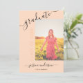 Simple Calligraphy Pastel Peach Graduation 2 Photo Invitation | Zazzle