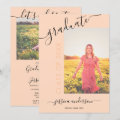 Simple Calligraphy Pastel Peach Graduation 2 Photo Invitation | Zazzle