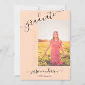 Simple Calligraphy Pastel Peach Graduation 2 Photo Invitation | Zazzle