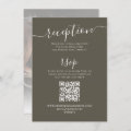 Simple Calligraphy Photo Brown | QR Code RSVP Enclosure Card | Zazzle