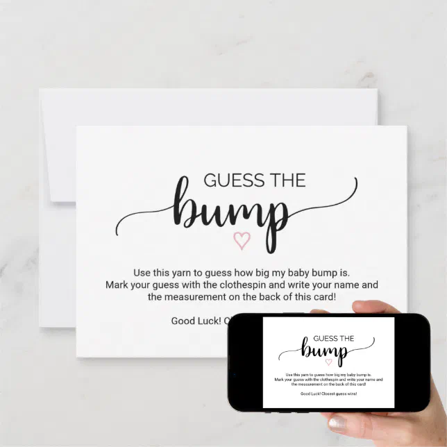 Simple Calligraphy | Pink Guess the Bump Game Card | Zazzle