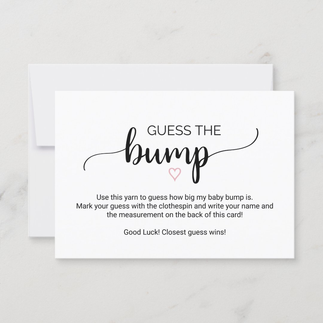 Simple Calligraphy | Pink Guess the Bump Game Card | Zazzle