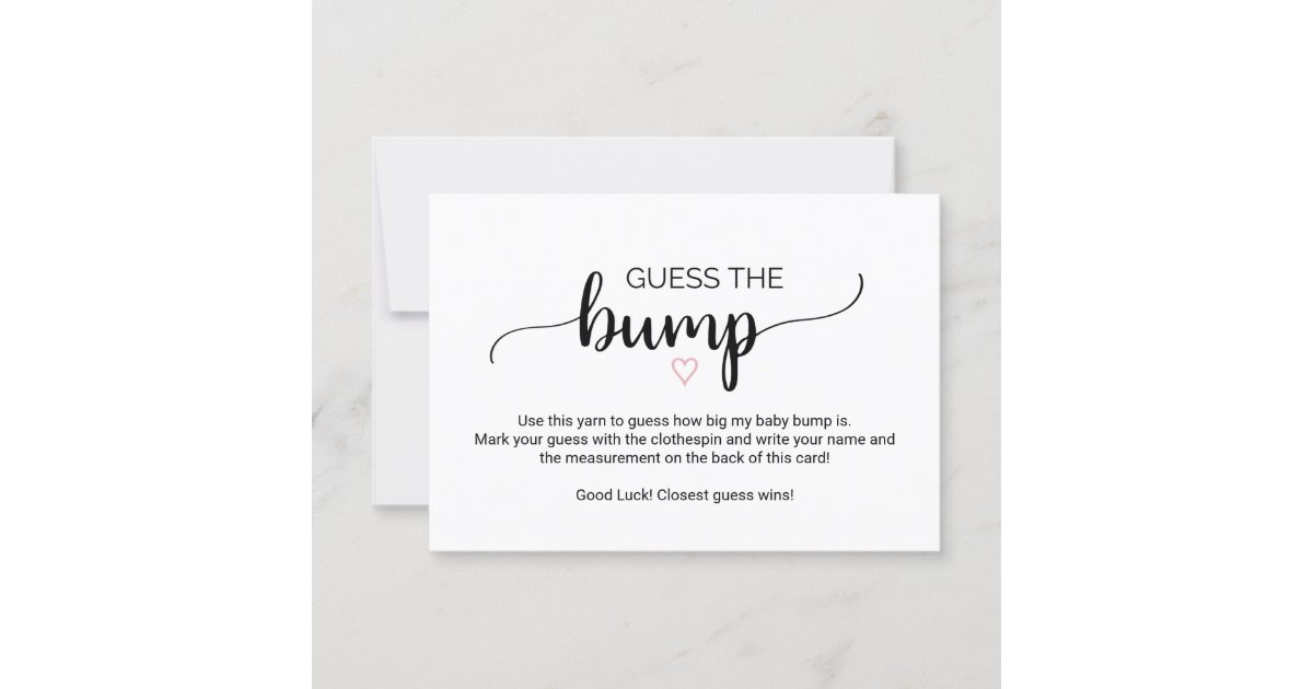 Simple Calligraphy | Pink Guess the Bump Game Card | Zazzle