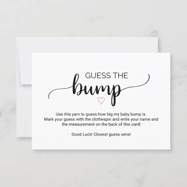 Simple Calligraphy | Pink Guess the Bump Game Card | Zazzle